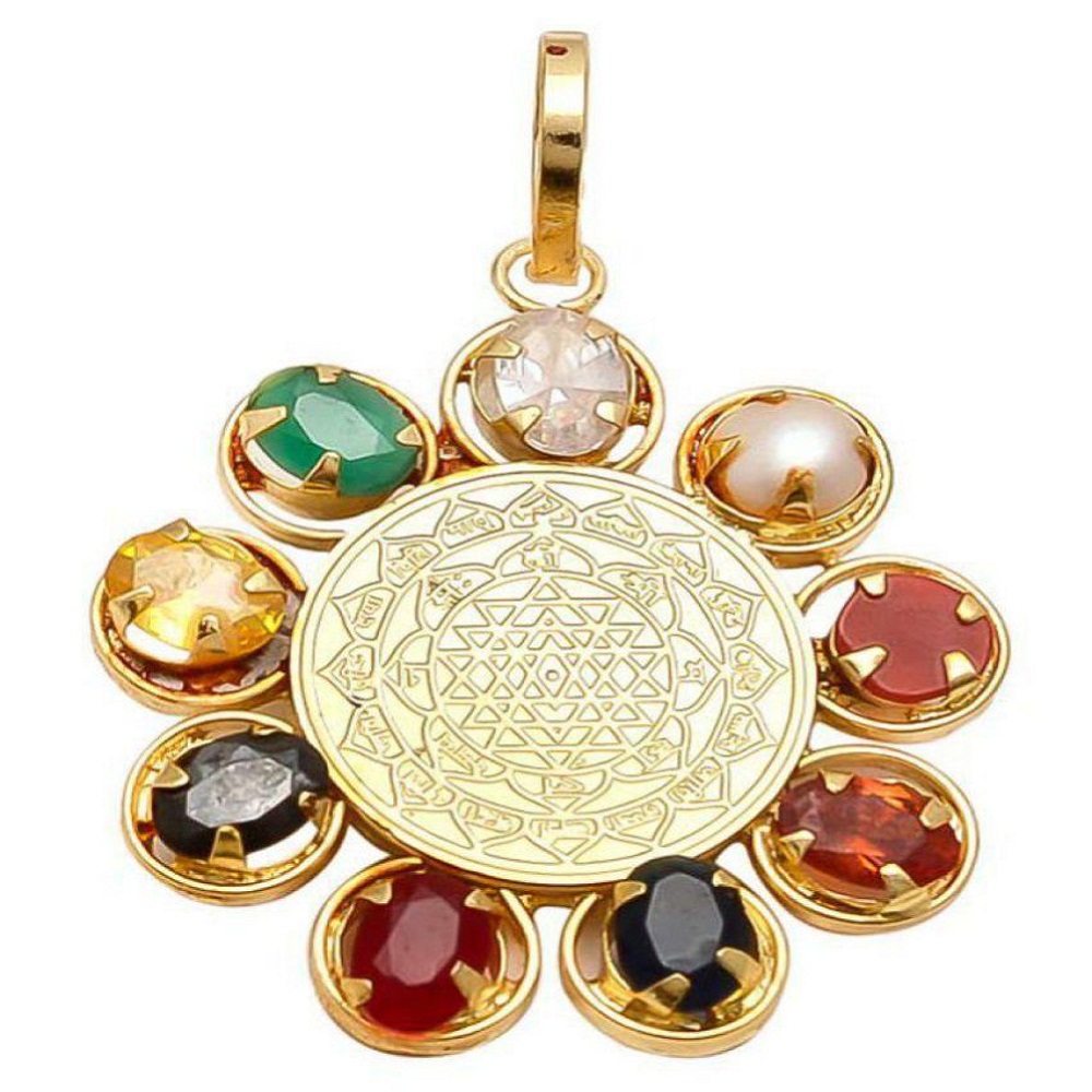 Shree Yantra Navratna Pendant Size Approx 4 Cm - Pick Use