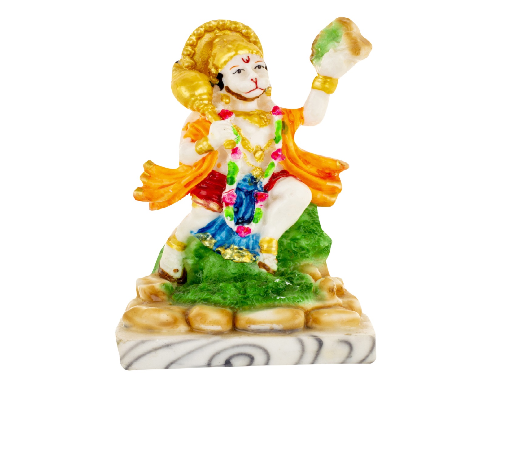 White Hanuman Parvat Idol Multicolor Staute Size Aprox 10 CM - Pick Use