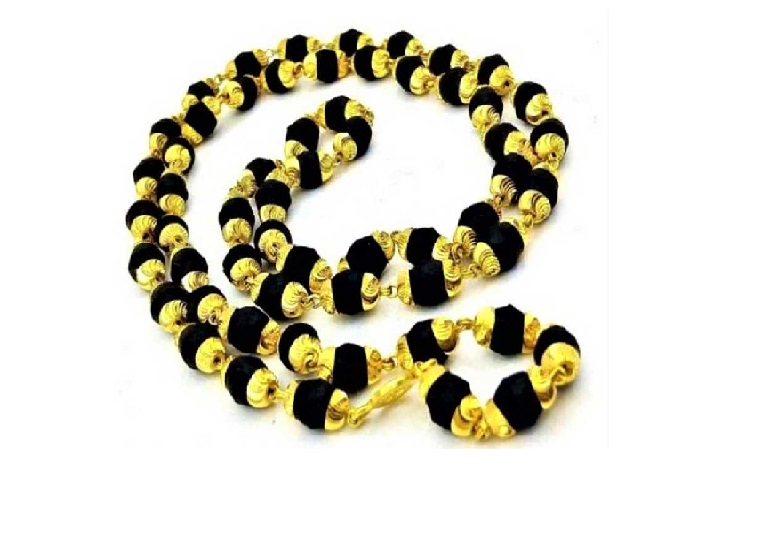 Tulsi Black Golden Cap Mala Jaap Mala For Poja - Pick Use